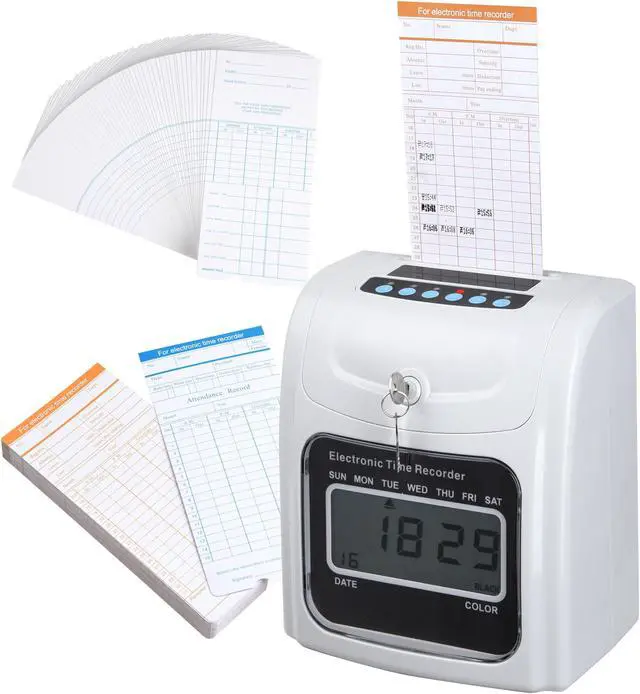 Employee Attendance Punch Time Clock Payroll Recorder LCD Display w ...