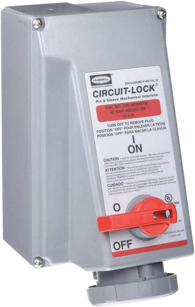 HUBBELL WIRING DEVICE-KELLEMS HBL460MI7W Receptacle,Interlock - Newegg.com