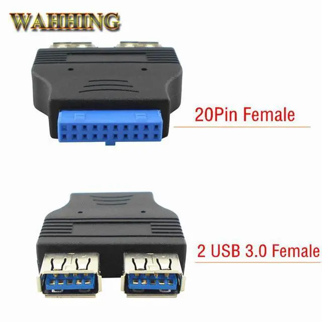 20 Pin to Dual USB 3.0 USB3.0 Female Cable Adapter Conenector Computer ...