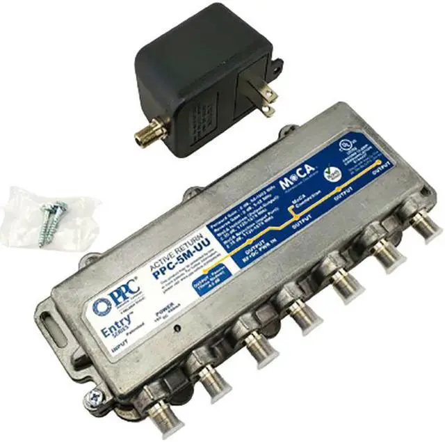 MoCA Enabled 5-Port Active Return Coaxial Amplifier Splitter PPC-5M-U/U ...