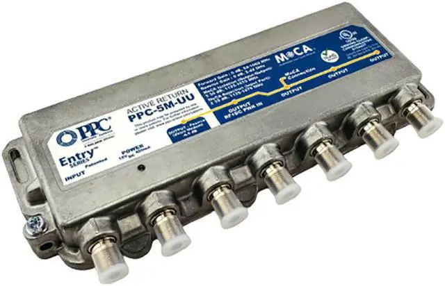 MoCA Enabled 5-Port Active Return Coaxial Amplifier Splitter PPC-5M-U/U ...