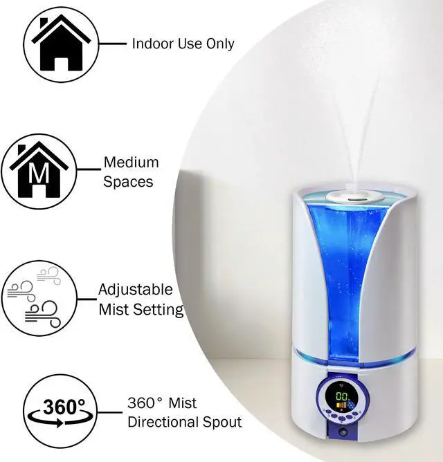 Comfort Zone CZHD81 Whisper-Quiet Cool Mist Digital Ultrasonic ...