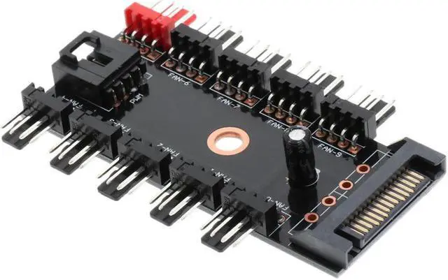 10 Way Cooling SATA Fan Controller Fan Hub Governor For 3Pin & 4Pin Fan ...