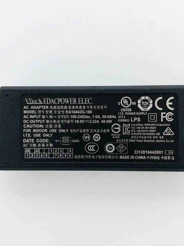 NEW Genuine 2Pin Edac AC Adapter EA10442G-180 Power Supply 18V 2.22A w ...