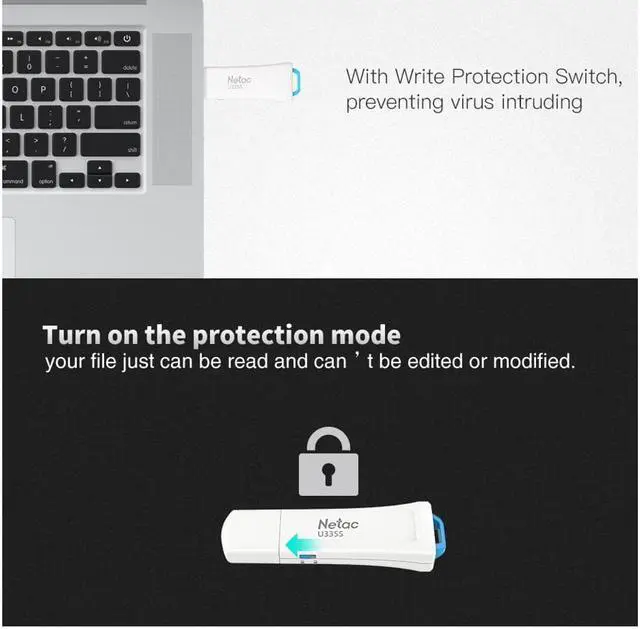 Netac U335S 16GB Write Protect USB3.0 Flash Drive Memory Stick USB ...
