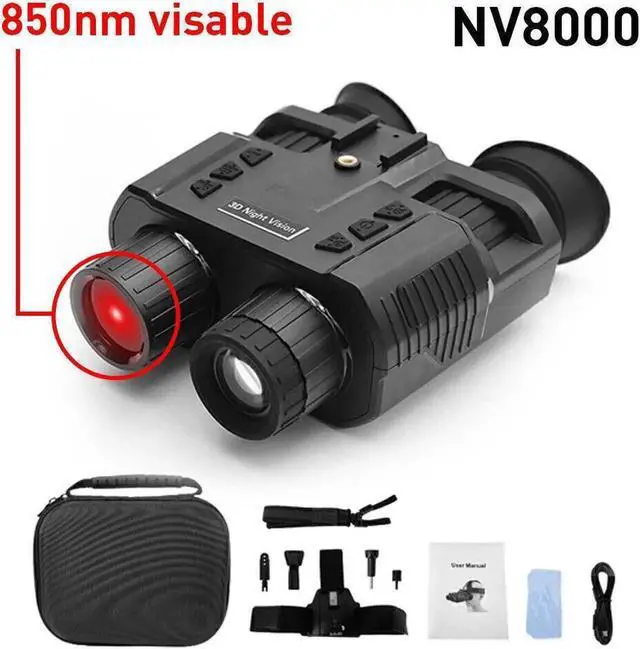 NV8000 4K 3D Night Vision Binoculars Infrared Head Mounted for Hunting ...