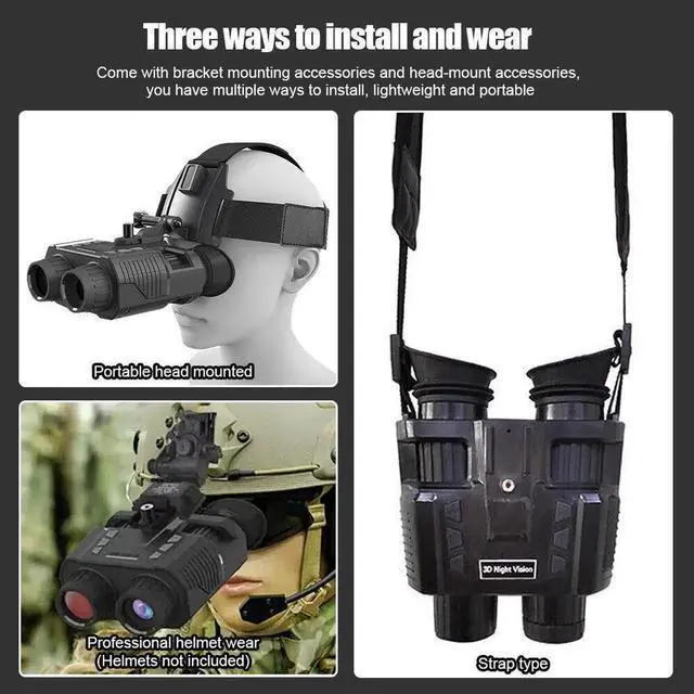 NV8000 4K 3D Night Vision Binoculars Infrared Head Mounted for Hunting ...