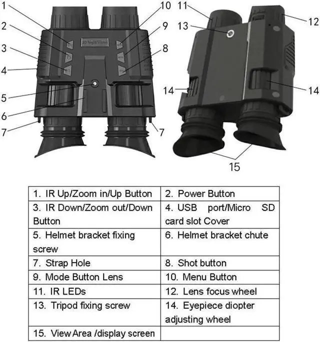 NV8000 4K 3D Night Vision Binoculars Infrared Head Mounted for Hunting ...