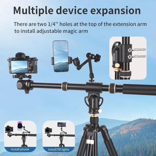 86.6 inch Camera Tripod Monopod with Center Column and Ball Head ...