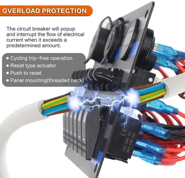 6P Rocker Switch Panel with American Flag Pattern ON Off Toggle Switch ...