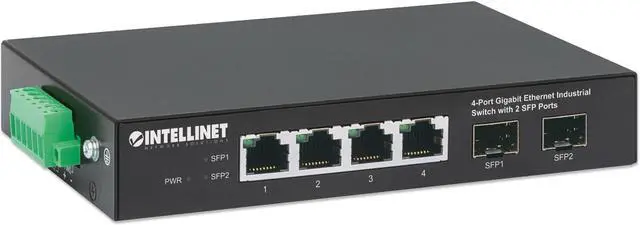 Intellinet Industrial 4-Port Gigabit Ethernet Switch with 2 SFP Ports ...