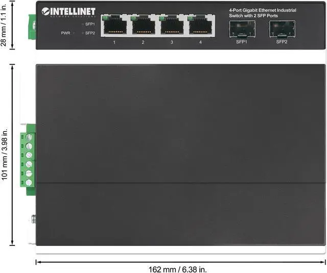 Intellinet Industrial 4-Port Gigabit Ethernet Switch with 2 SFP Ports ...