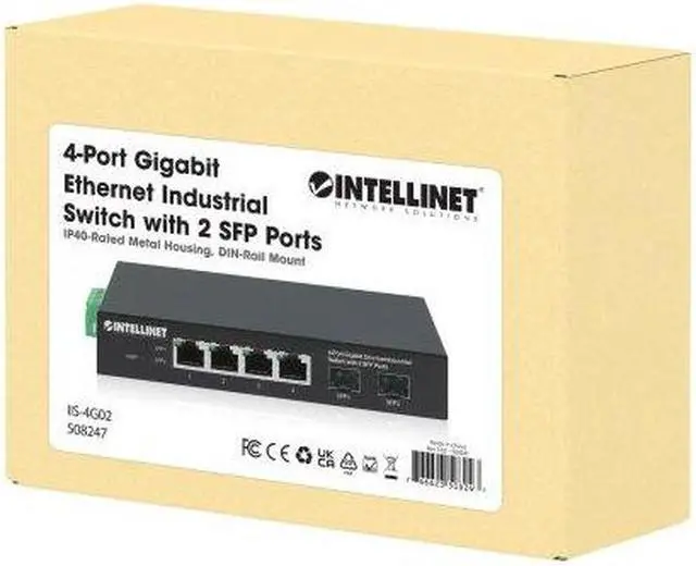 Intellinet Industrial 4-Port Gigabit Ethernet Switch with 2 SFP Ports ...