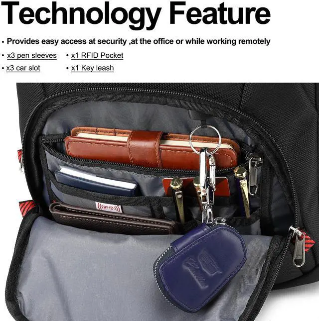 Boavan Laptop Backpack for men, 17.3 inch Laptop Bag with USB Port ...