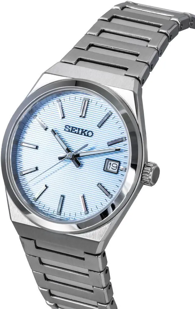Seiko Classic Stainless Steel Light Blue Dial Quartz SUR599P1 100M Men ...