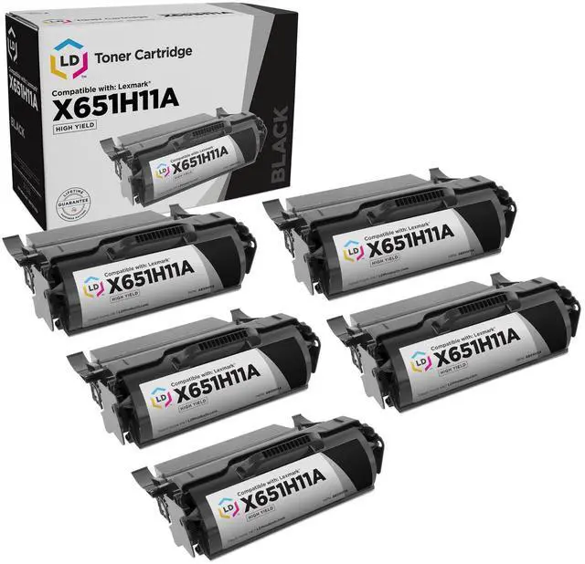 LD Remanufactured Lexmark X651H11A High Yield Black Toner Cartridges 5 ...