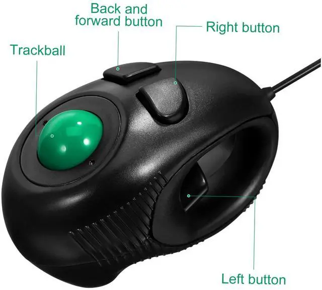 Mobestech Wired Trackball Mouse - 2pcs Mini Ergonomic 4D Handheld ...