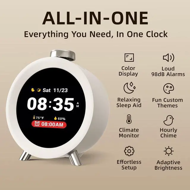 Dekala ChronoSense Alarm Clock for Bedroom Temperature Humidity, 7-Day Programmable 4 Alarms ...