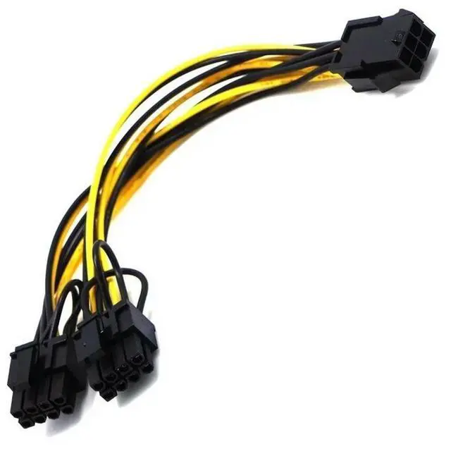 PCI-E Power Splitter Cable, 6-pin to Dual 6+2-pin (6-pin/8-pin ...