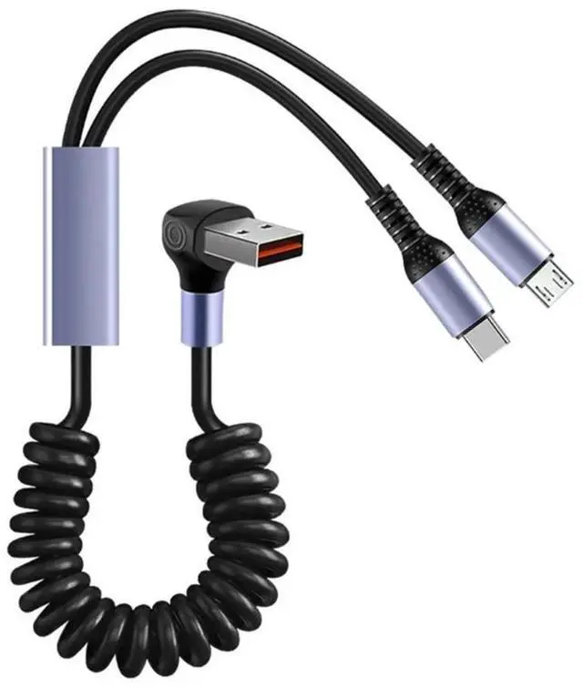 Double Retractables Spring Charging Cable USB Type C Cable USB and Type ...