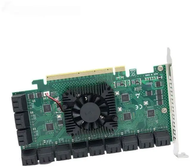 24-Port PCIE X4 Controller SATA 3.0 Expansion Card PCI-E to SATA HDD ...