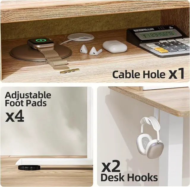 TIQLAB 55 * 24 Inch Standing Desk with Two Drawers, Stand Up Desk ...