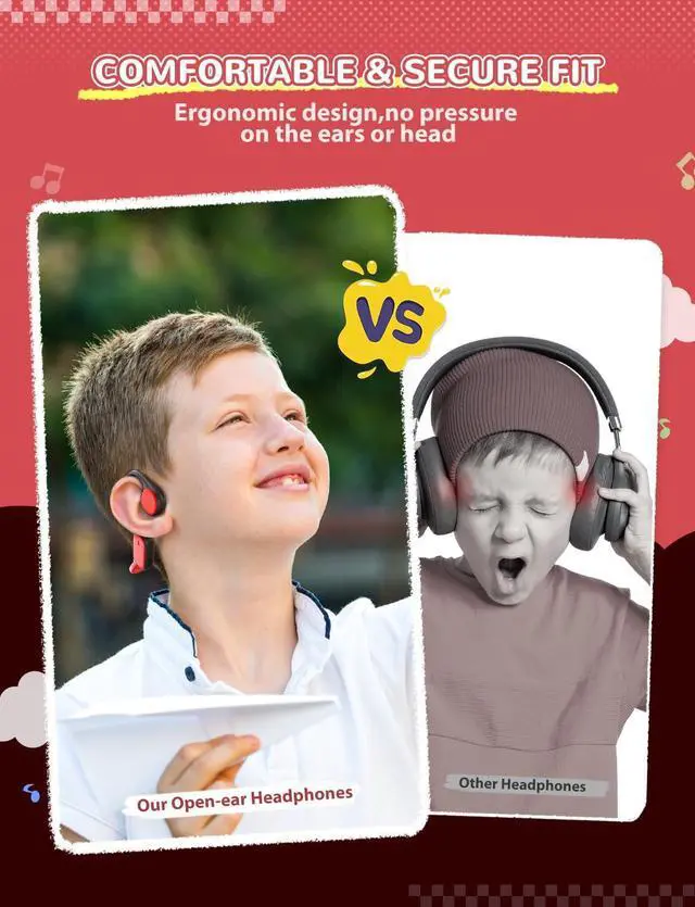 iClever Kids Headphones, Bluetooth 5.4 Air Conduction Open Ear ...