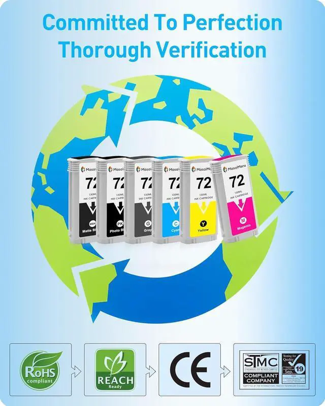 MasaiMara 72 Compatible Ink Cartridge for HP Post Script T610 T620 T770 ...
