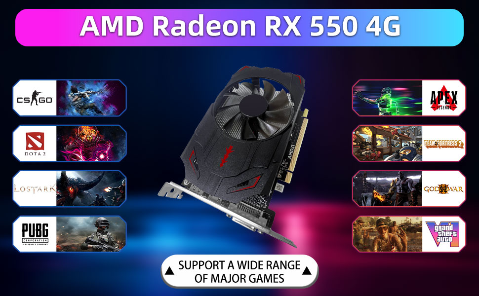 Gaming PC Desktop Computer, AMD Ryzen 5 5500 up to 4.2GHz, Radeon RX ...